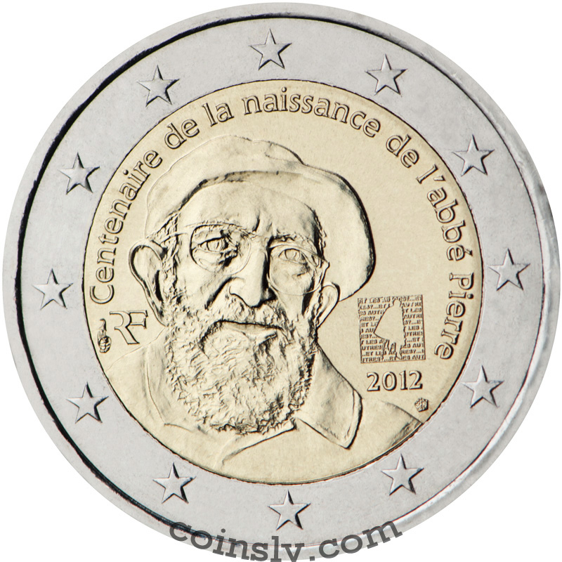 Commemorative 2 Euro Coin France 2012 (Abbé Pierre)